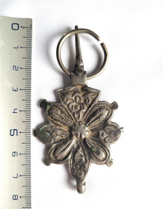 Antique silver fibula Hallmarks on reverse – MOROCCO - Gem