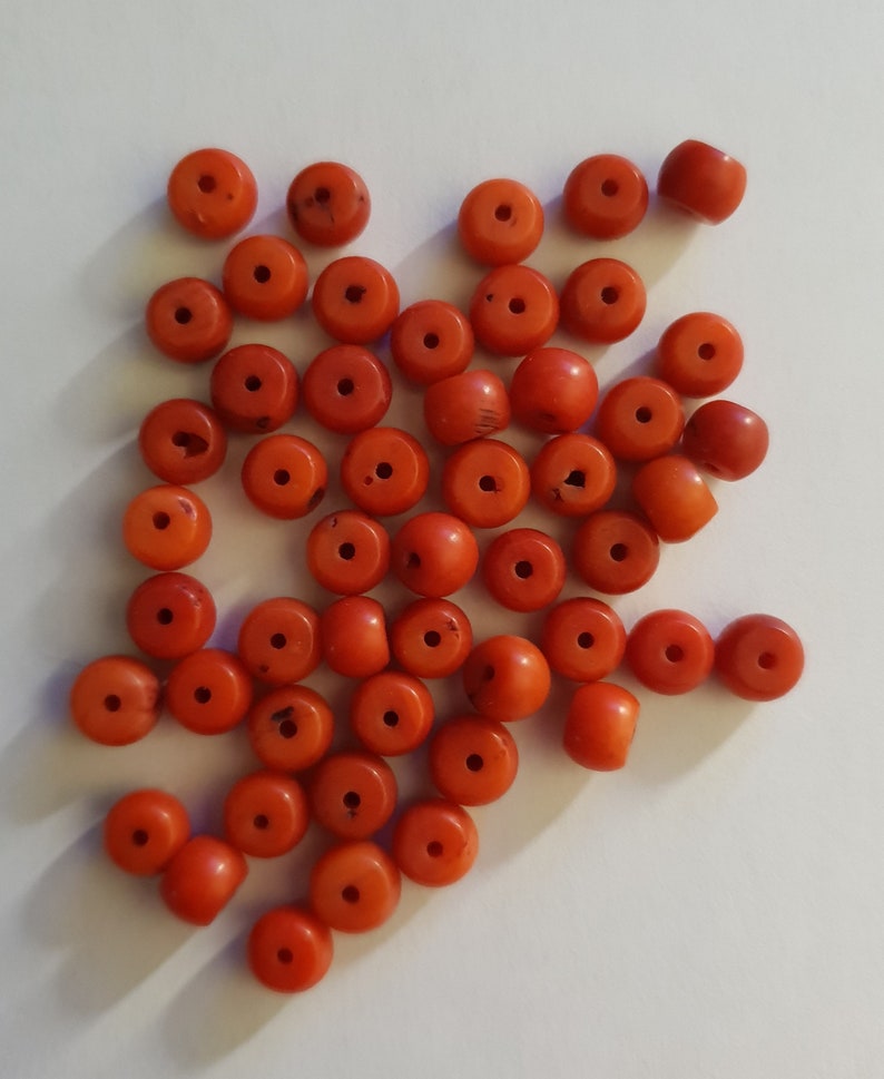Morocco - 50 Natural Red and Genuine Mediterranean Coral Beads ...