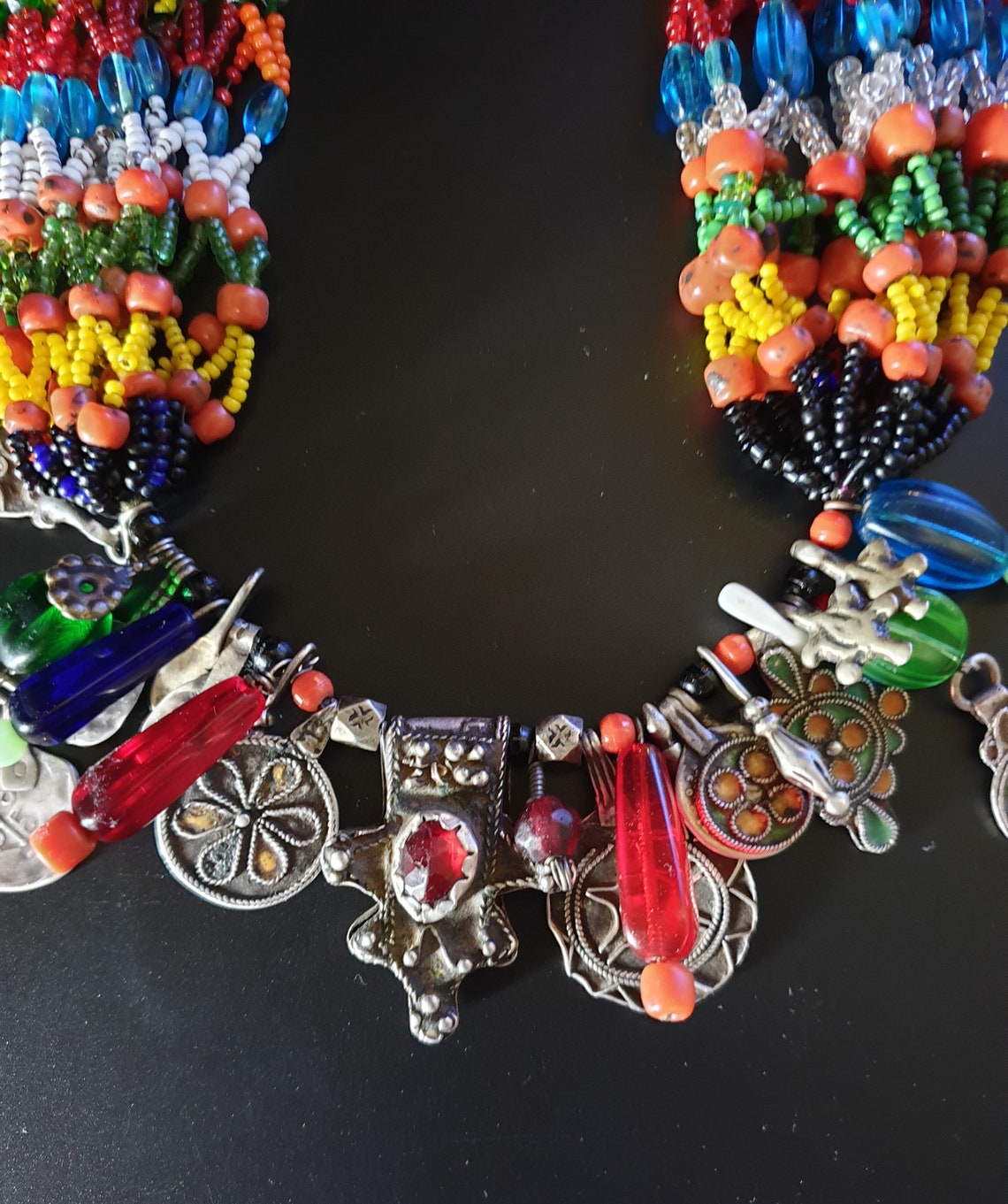 Morocco - Beautiful Berber Necklace in African Beads and Old Authentic ...