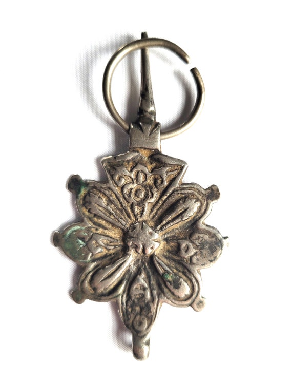 Antique silver fibula Hallmarks on reverse – MOROCCO - Gem