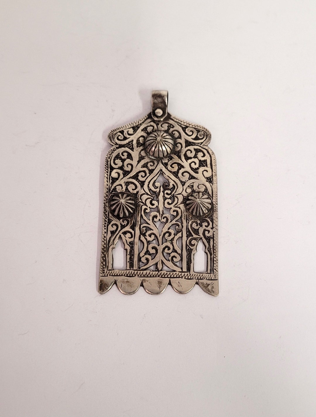 Morocco Ancient Hand of Fatima Khamsa in Openwork Silver Decorated With ...