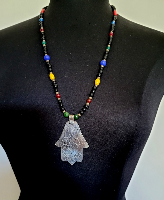 Berber necklace – Amazigh - Hand of Fatima in silver … - Gem