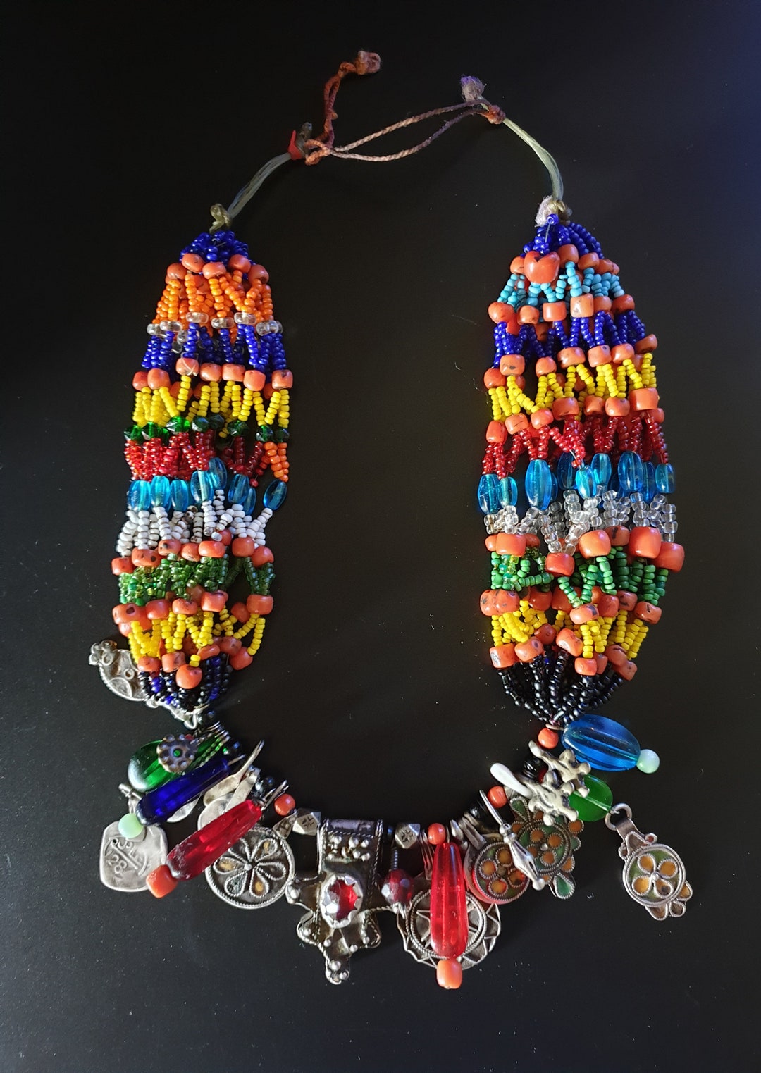 Morocco - Beautiful Berber Necklace in African Beads and Old Authentic ...