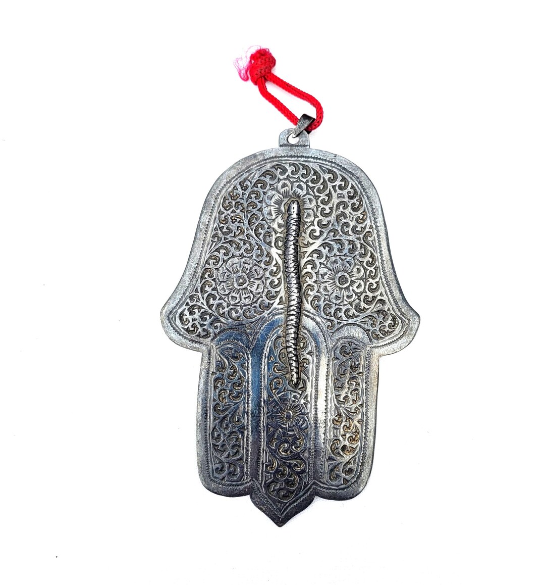 Magnificent Rare Antique Fatima Hand Pendant With Worm Motif - Berber ...