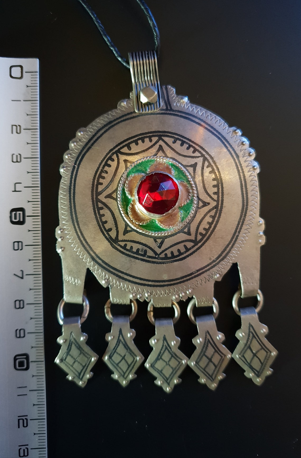 Morocco - Berber Pendant in Silver, Enamel and Glass - South Morocco - Etsy