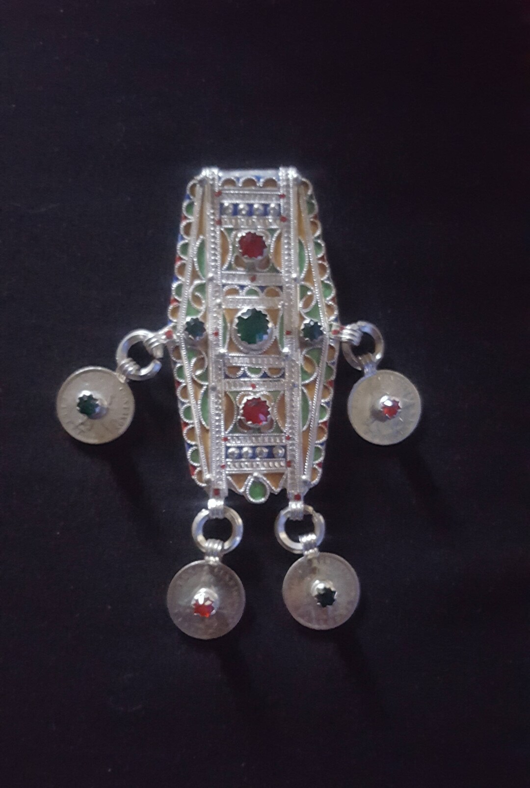 Morocco Ancient Amulet "hirz" Silver Pendant Enamel, Glass Beads in ...