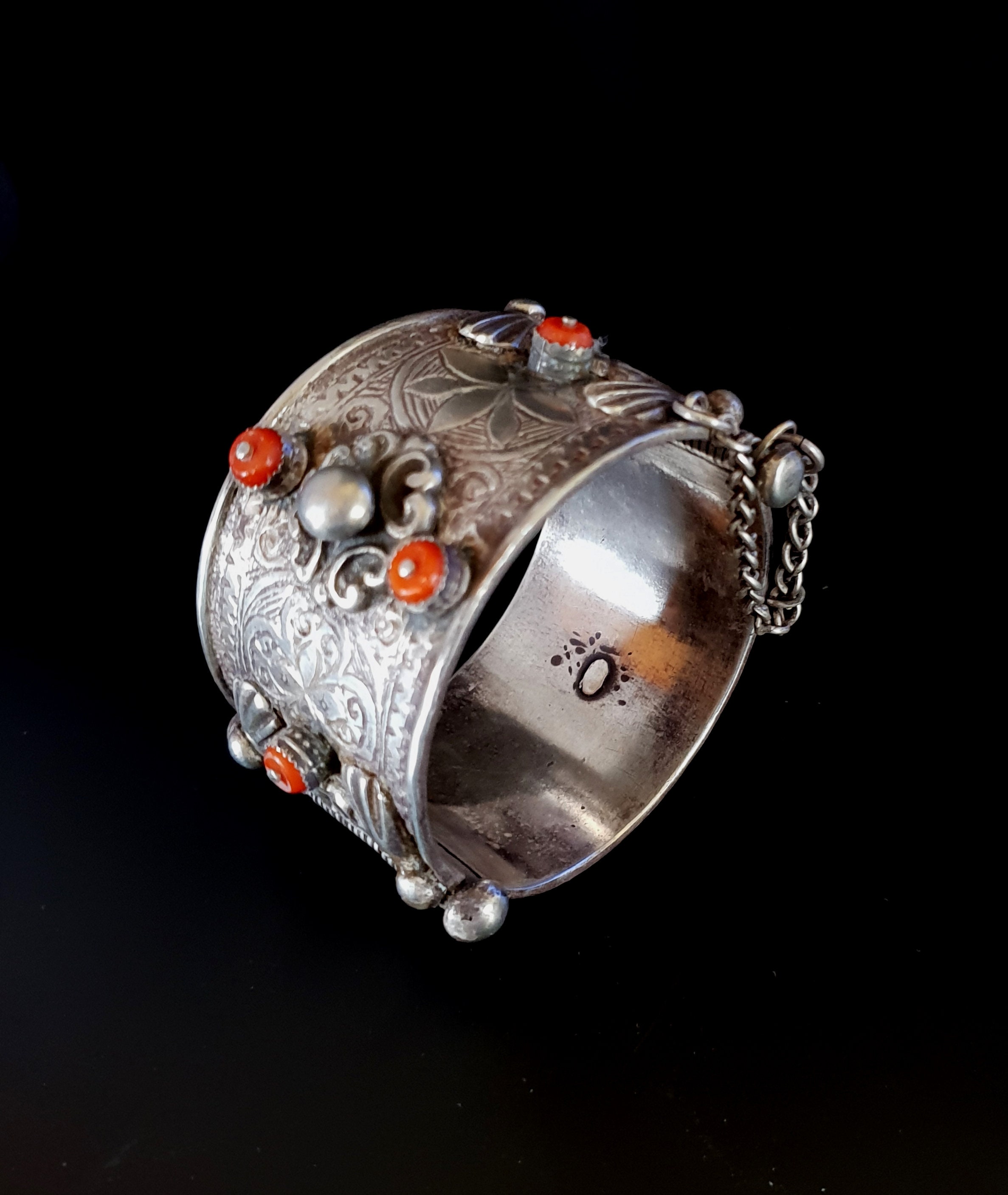 Morocco - Articulated Silver Bracelet Enhanced With 8 Genuine Coral ...