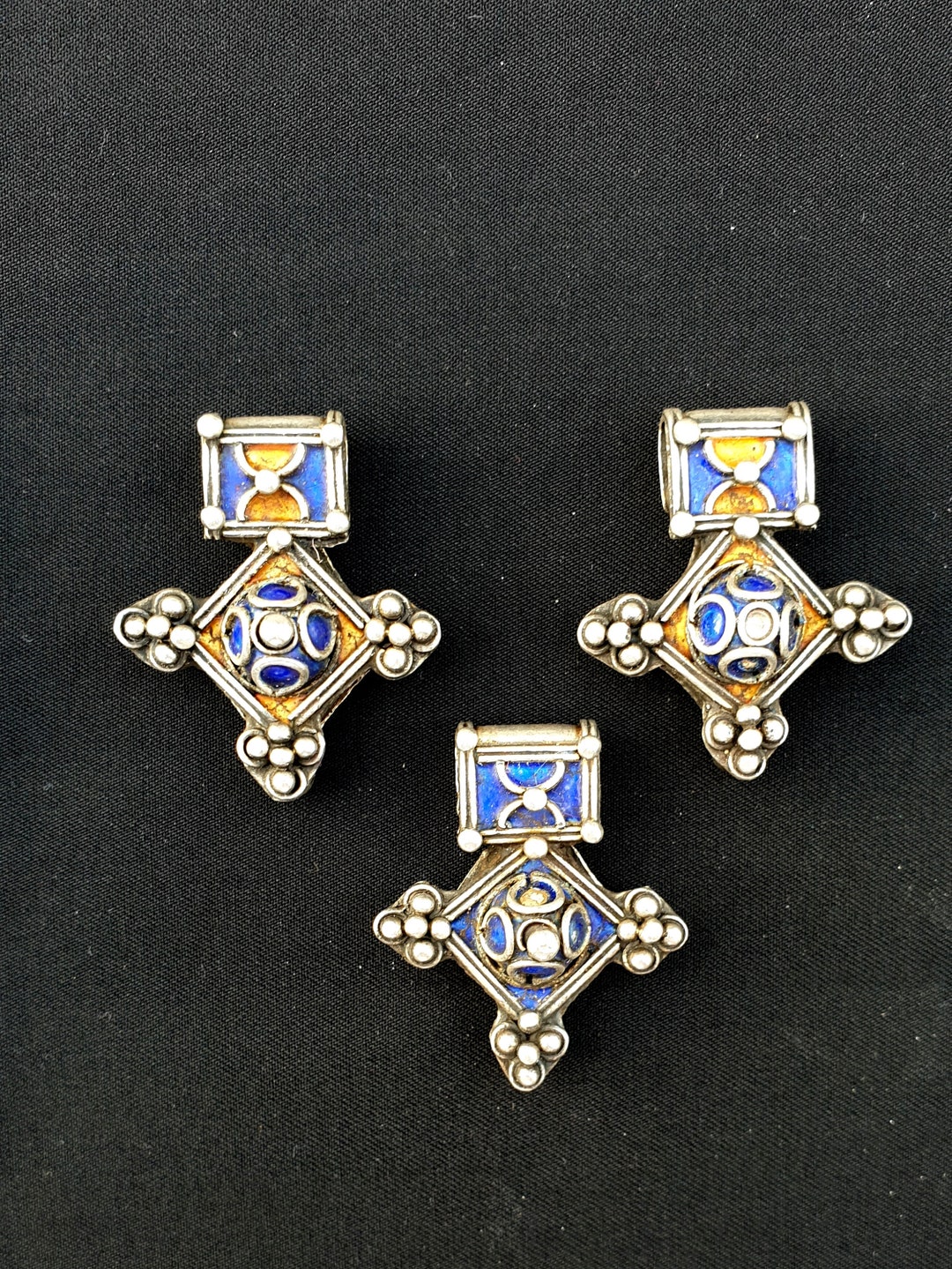Morocco - 3 Cross "boghdad" in Silver and Enameled - Etsy