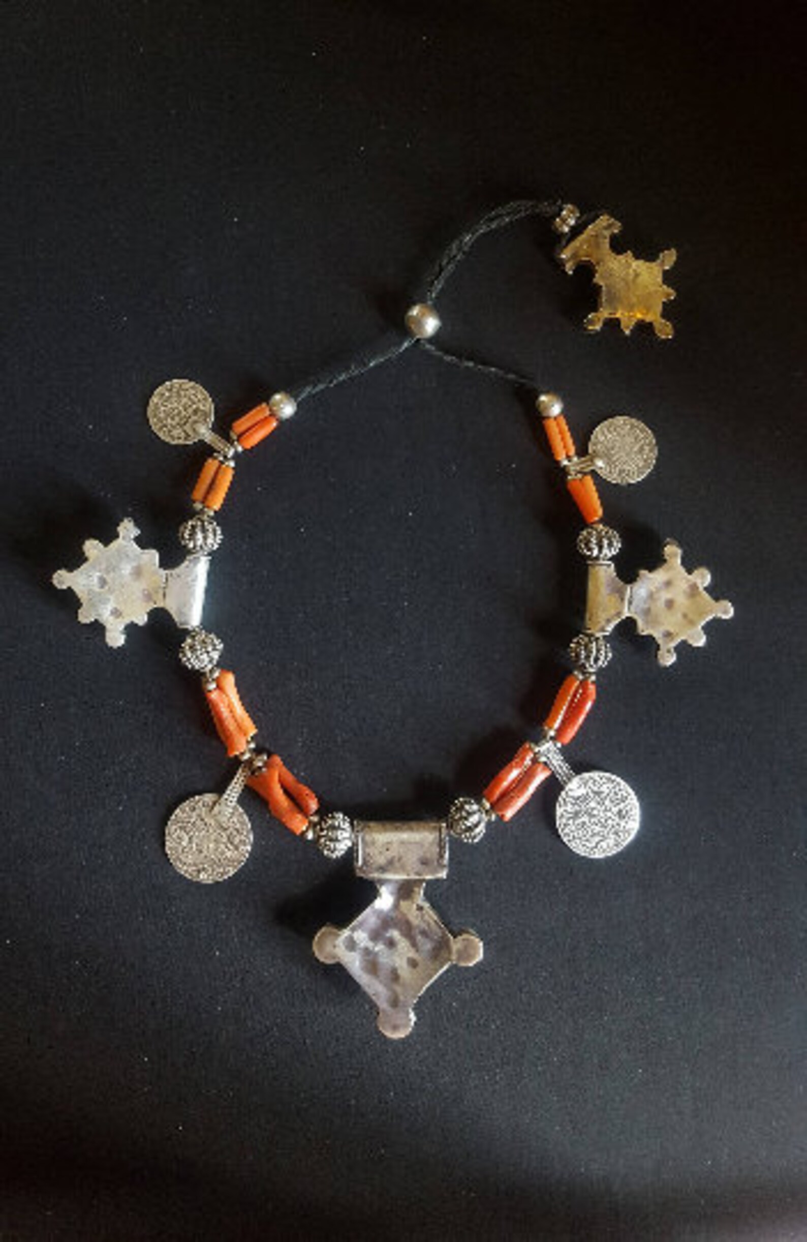 Morocco - Berber Design Necklace With Boghdad Crosses, Genuine Coral ...