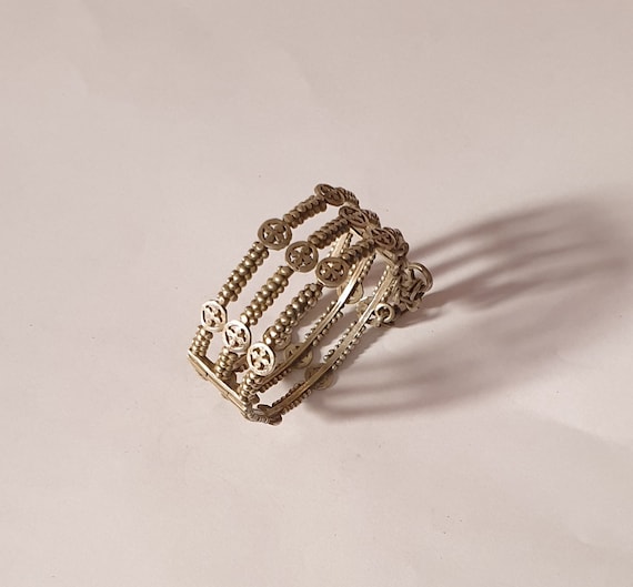 Old Moorish bracelet articulated 3 rows in silver fro… - Gem