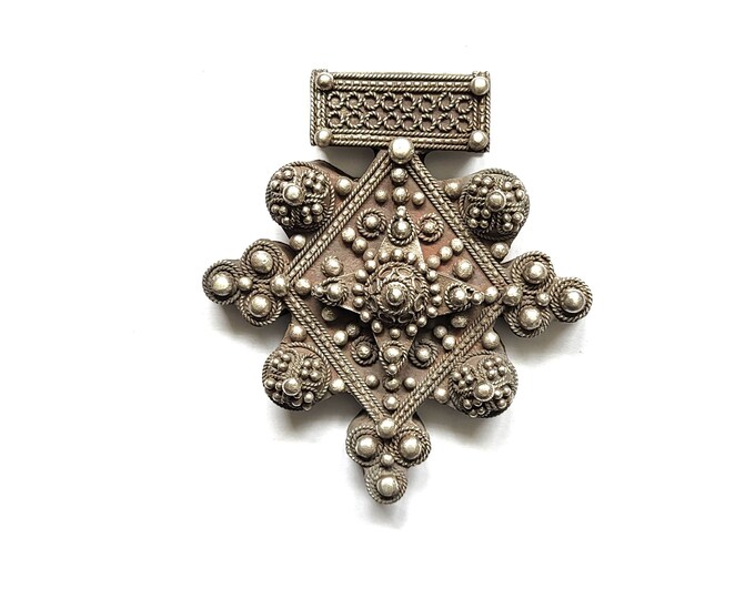 Rare "boghdad" Granulated Cross in Solid Silver - Sahara - Morocco ...