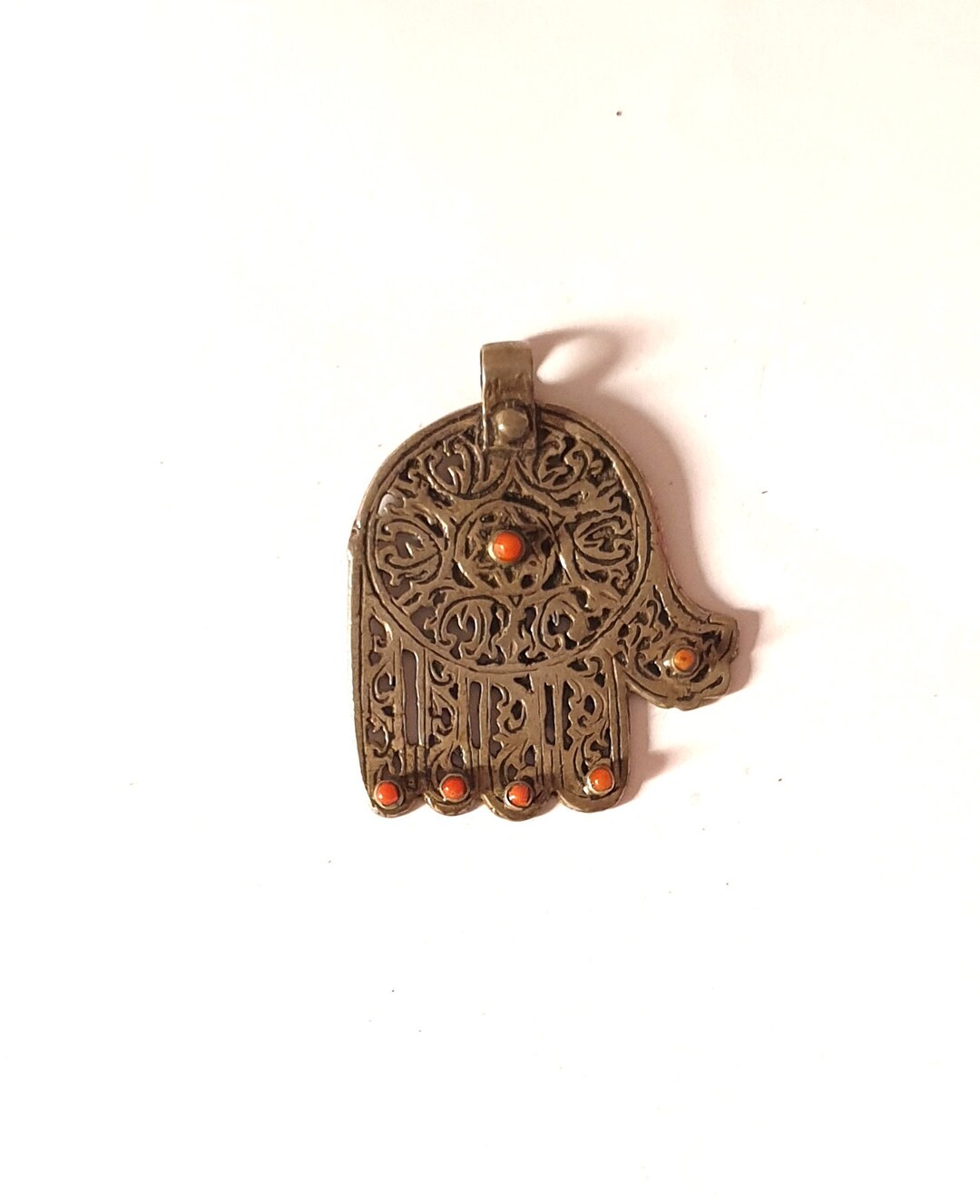 Morocco - Hand of Fatima in Cast Silver, Openwork With Coral Beads ...