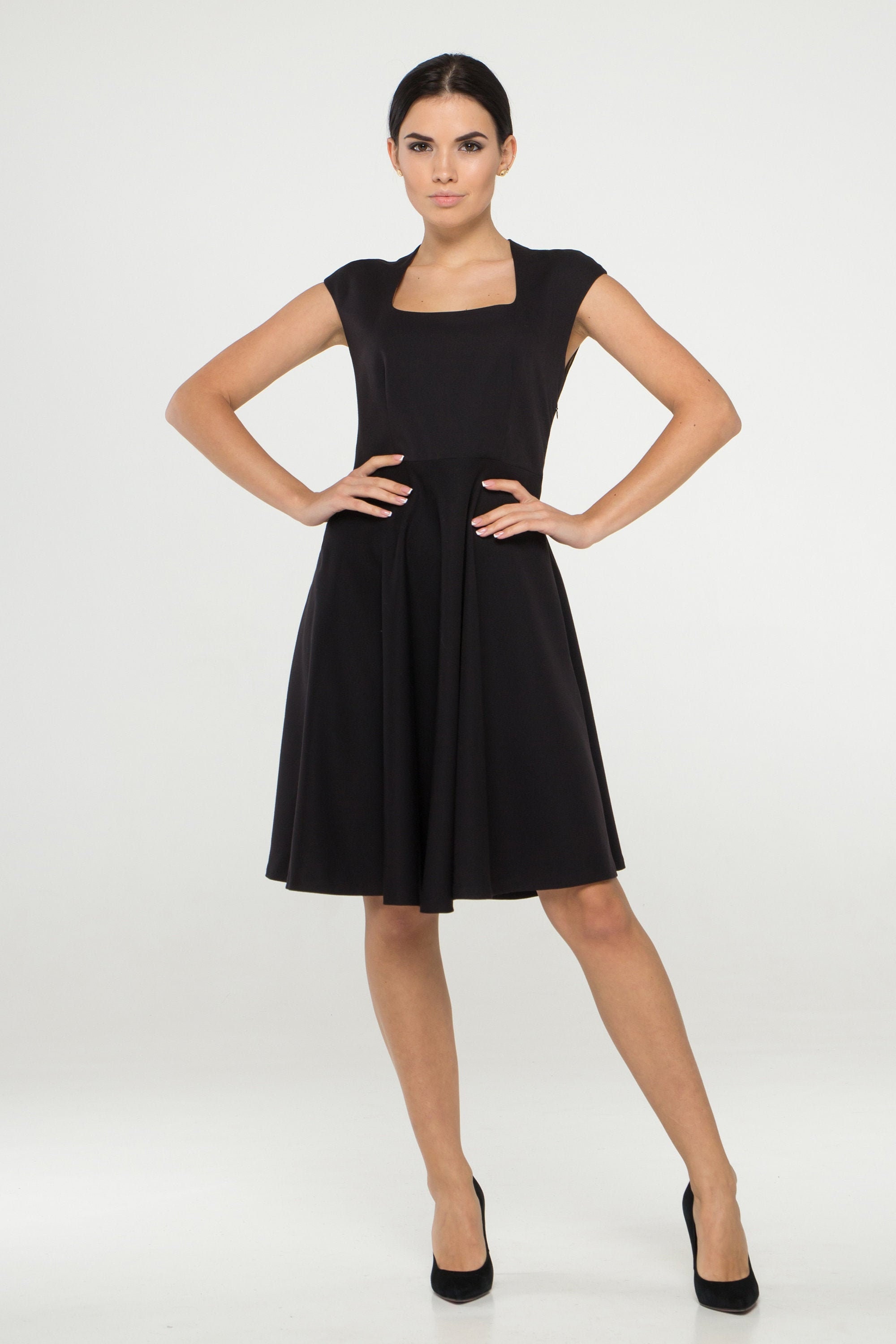 Black Cocktail Dress Midi Party Dresses For Women Wedding Etsy