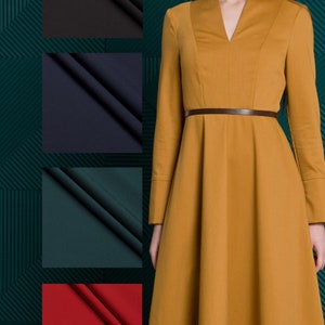 Modest Cocktail Dress With Sleeves, Elegant Wedding Guest Dress, Formal ...