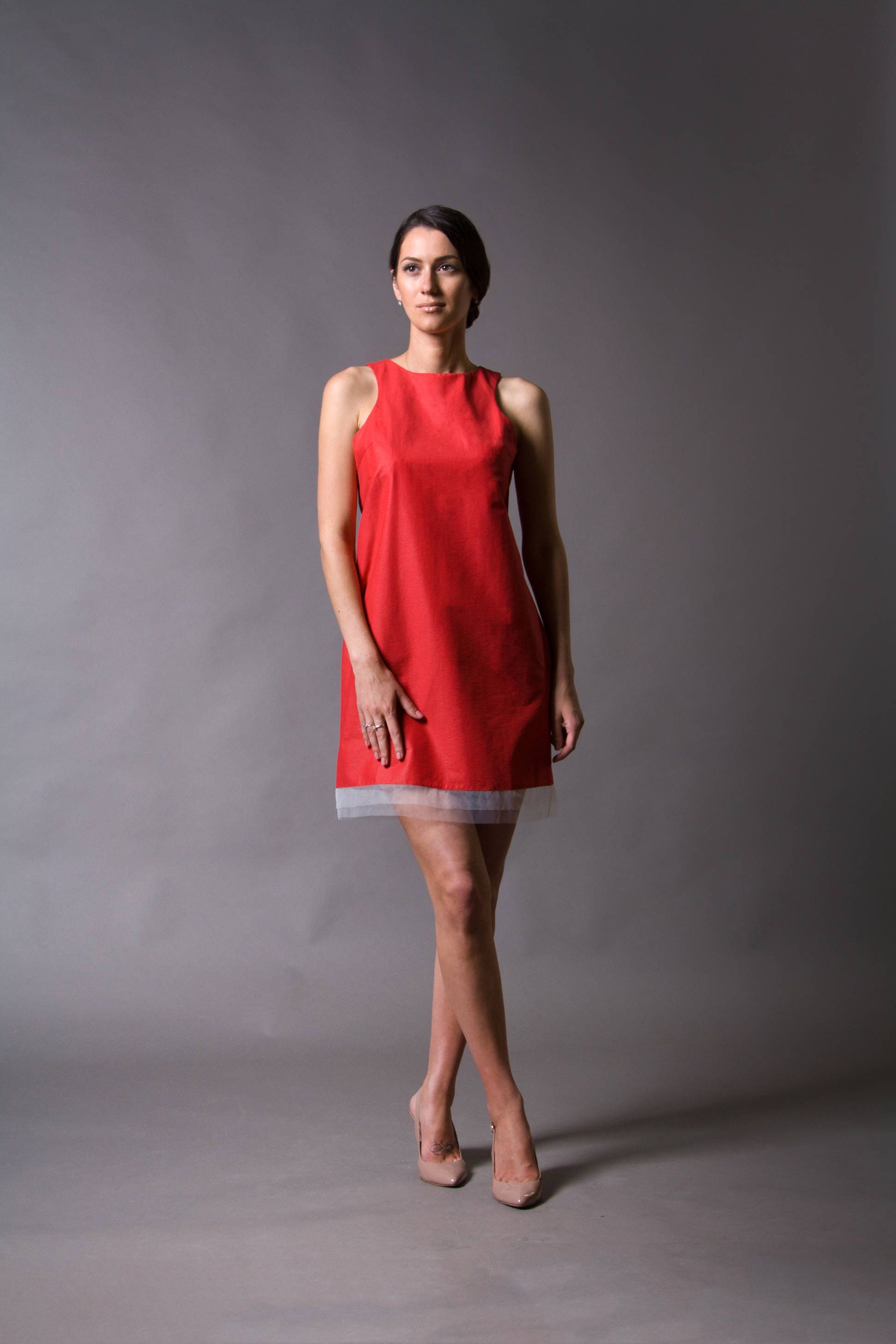 Red Mini Cotton Halter Dress Summer Dresses for Women - Etsy