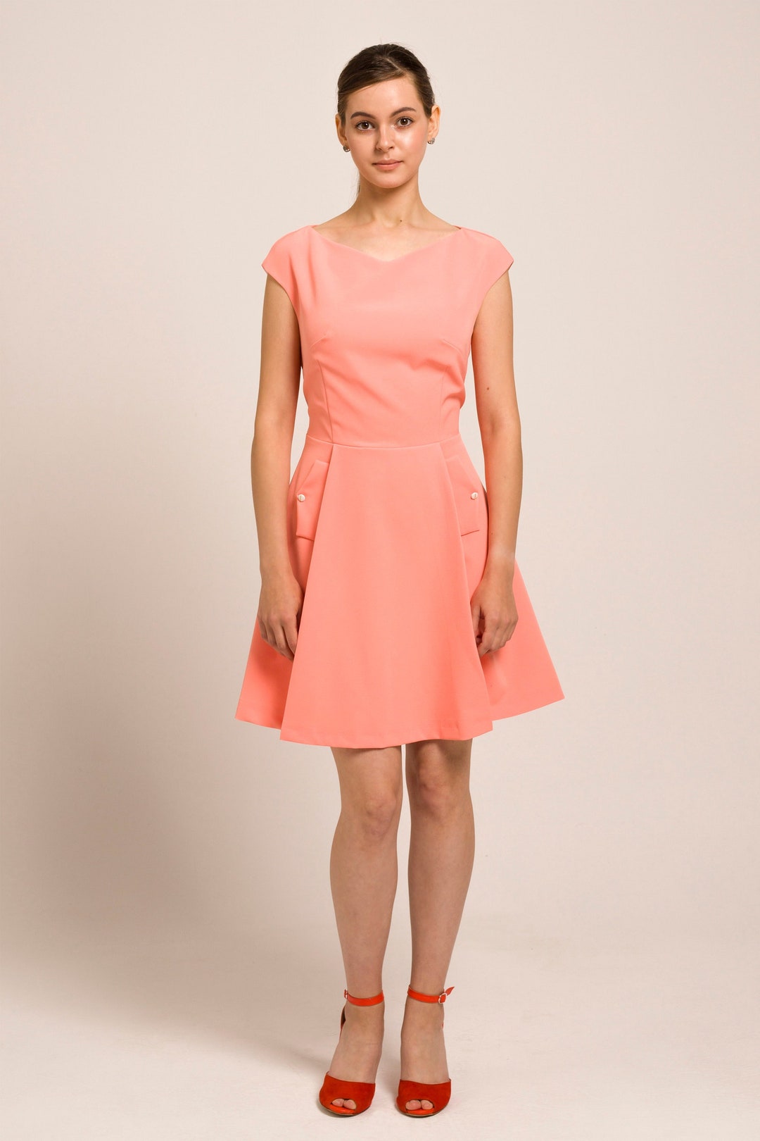 Fit and Fare Pleated Dress Women, Wedding Guest Dress, V-neck Mini ...