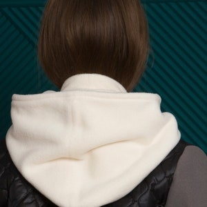 Hooded Scarf, White Mock Collar, Gift for Her Detachable Balaclava ...