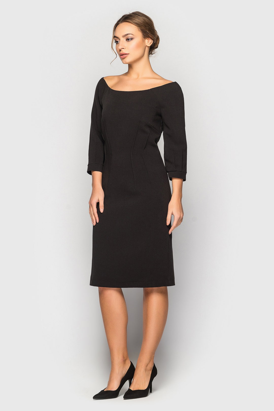 Boat Neck Cocktail Dress Midi Elegant Party Dresses Woman Occasion Dress Sophisticated Dress