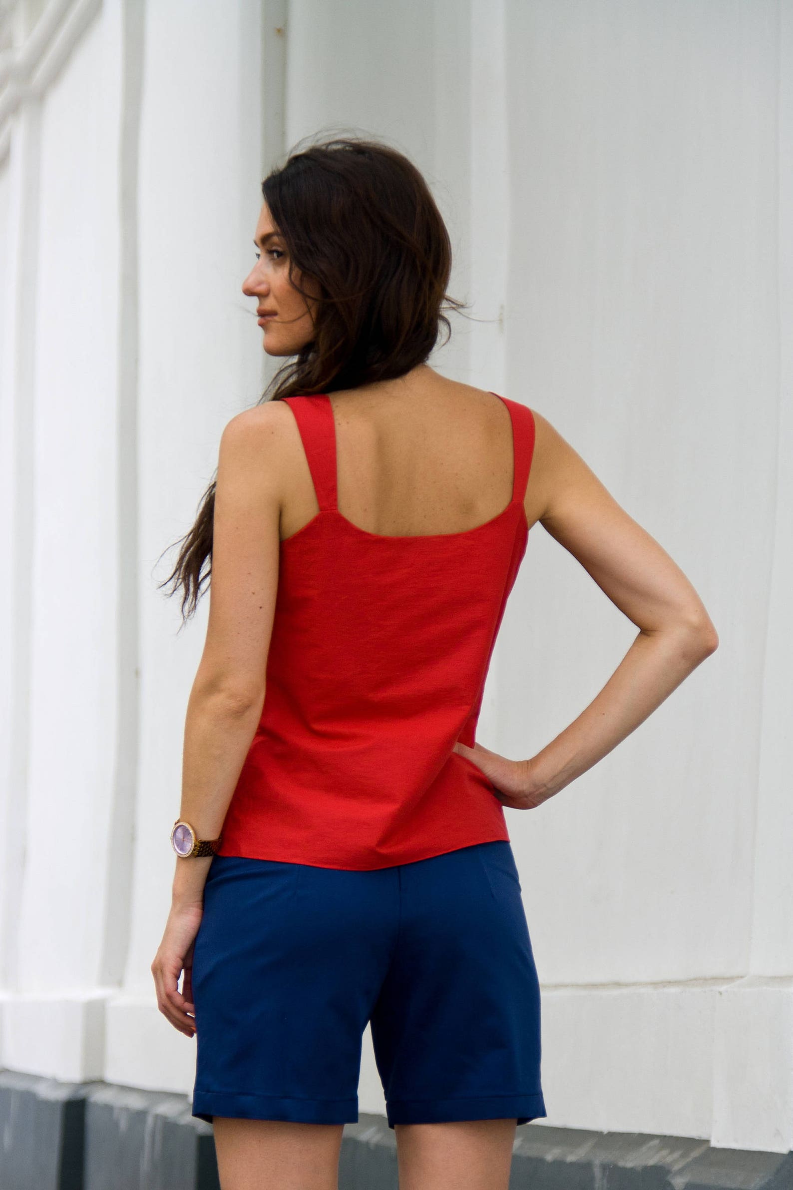 Red Cotton Tank Top: Sleeveless V-neck Blouse - Etsy
