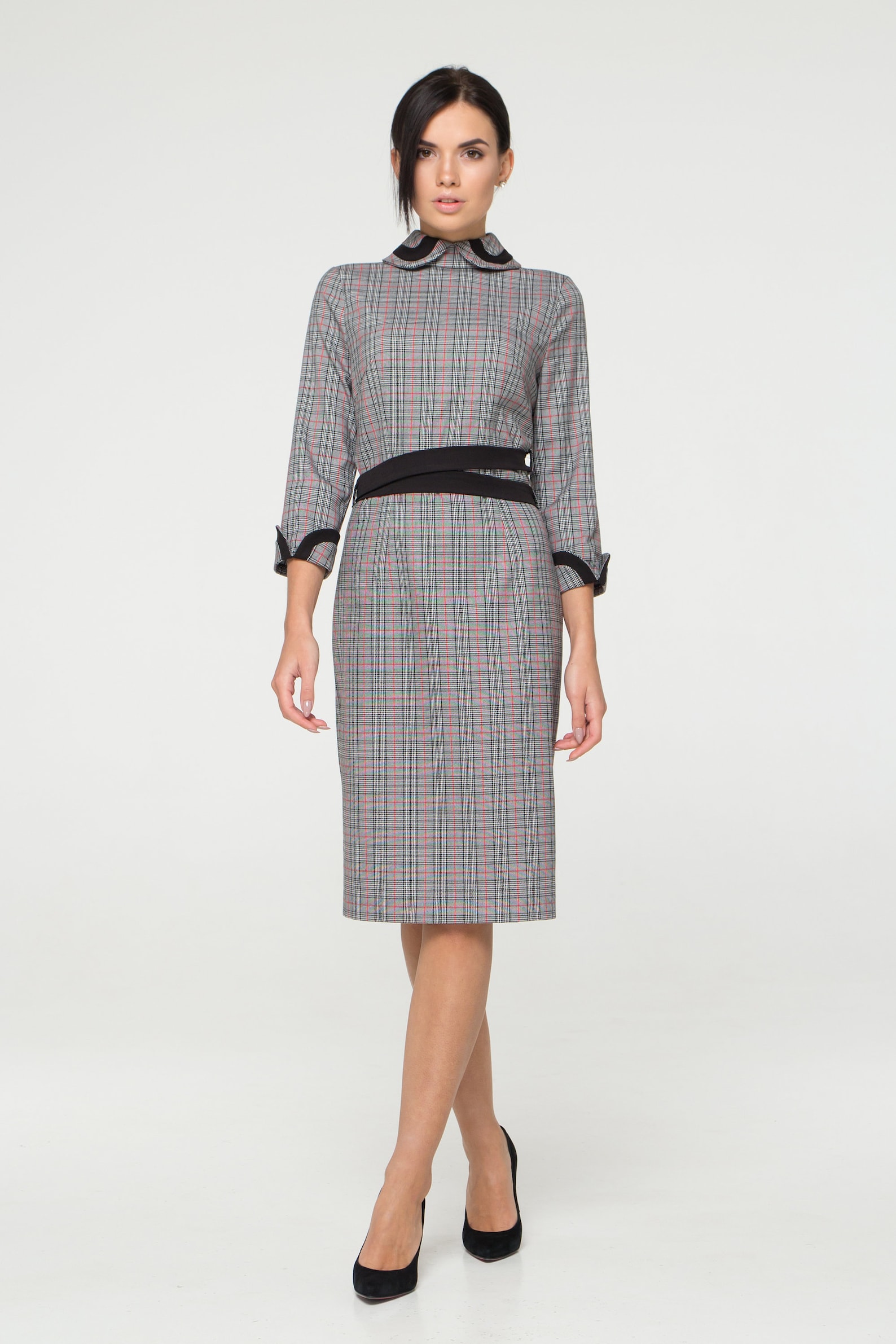 Plaid Peter Pan Collar Dress Women Pencil Winter Dresses for | Etsy