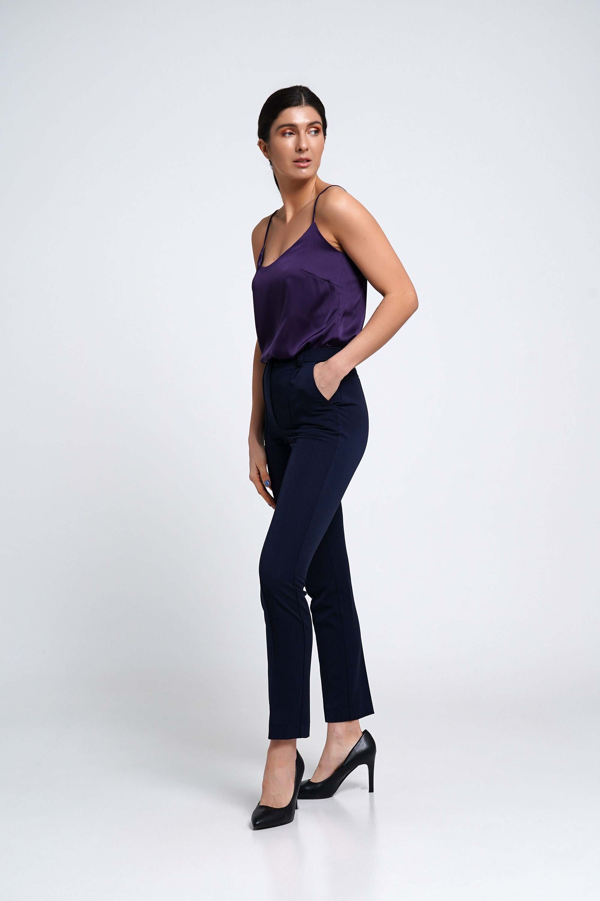 Satin cami top Silk camisole women Purple bridesmaid | Etsy