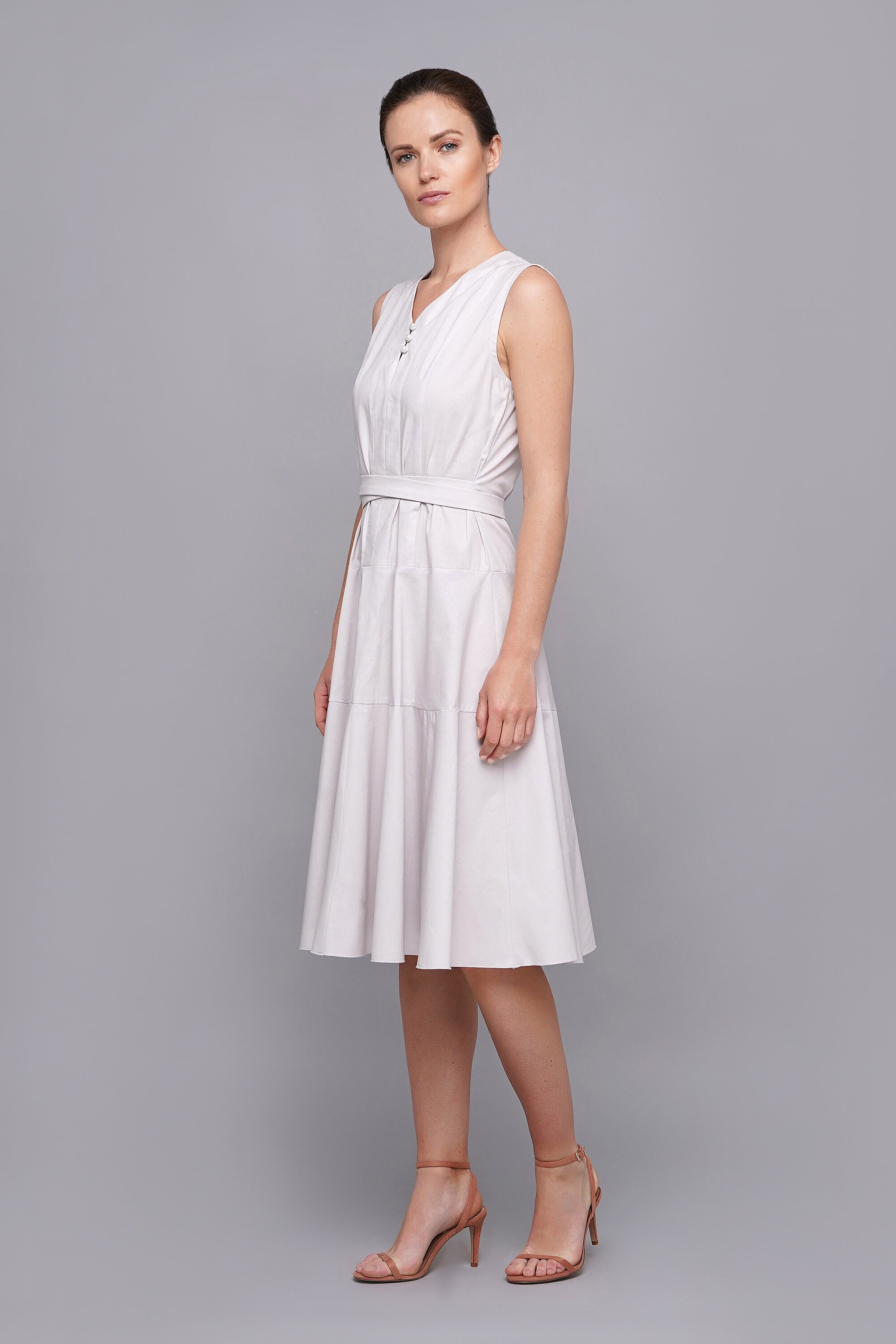 White Summer Cotton Midi Dress Swing Boho Dresses For Women Etsy