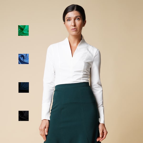 High Collar Blouse - Etsy