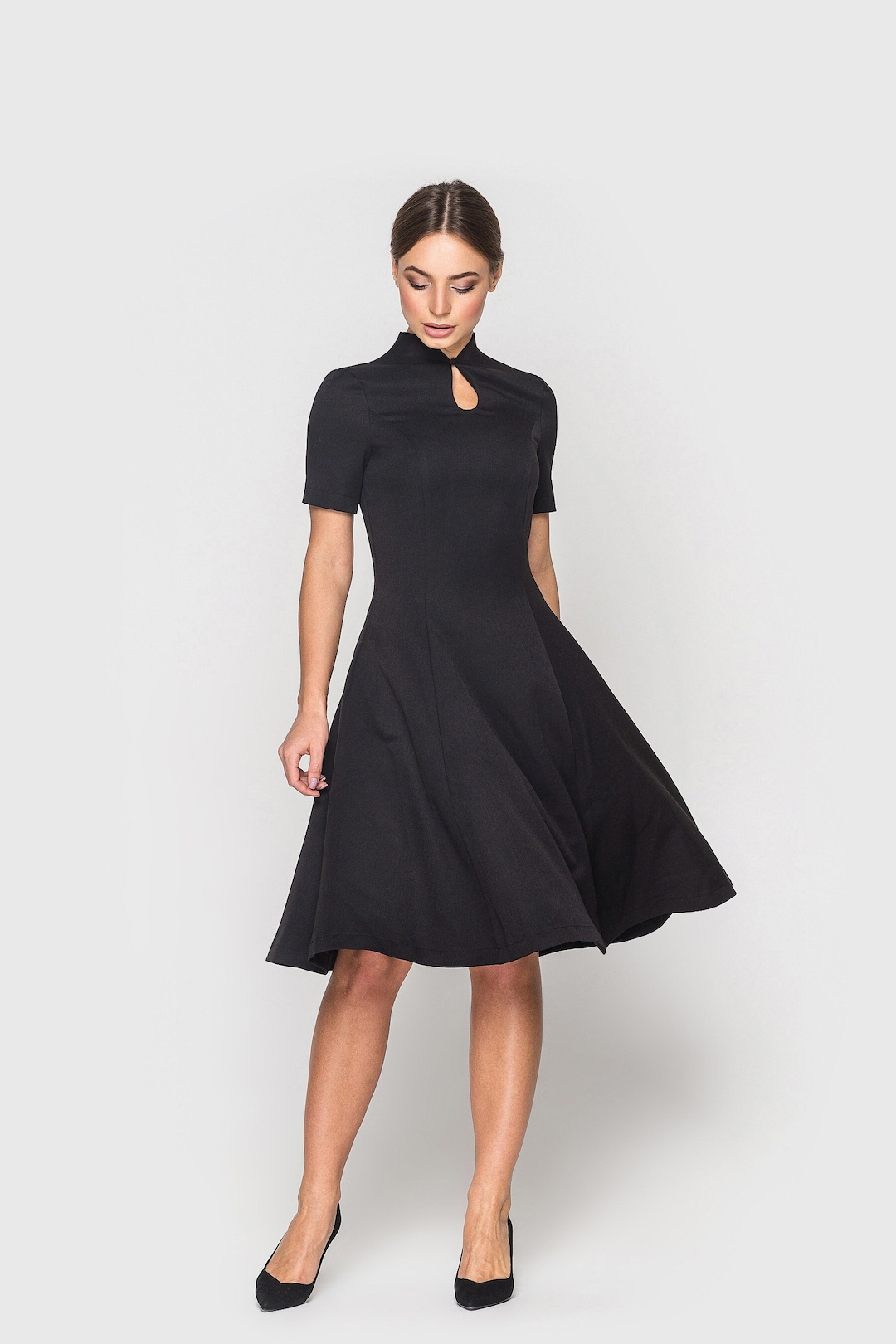 Mandarin Collar Dress Modern Cheongsam Dress Fit and Flare - Etsy