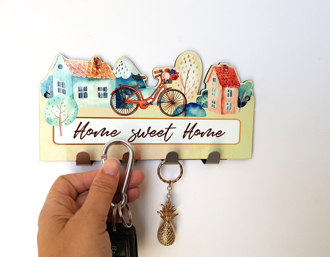 Home Sweet Home Key Rack Printed Key Hooks Happy Key and Accessories ...