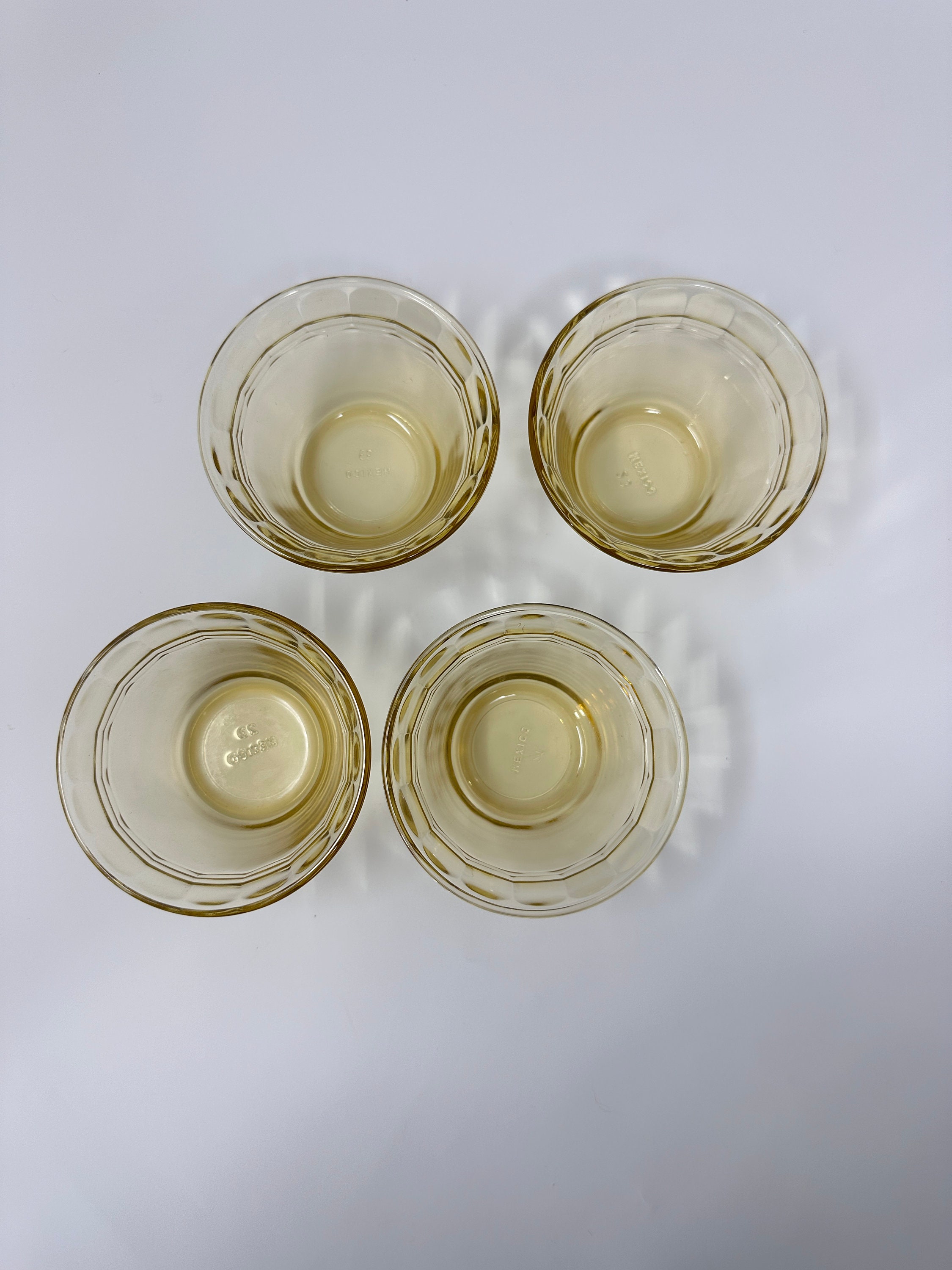 Set of 4 Vintage Yellow Glass Cups Made in Mexico - Etsy