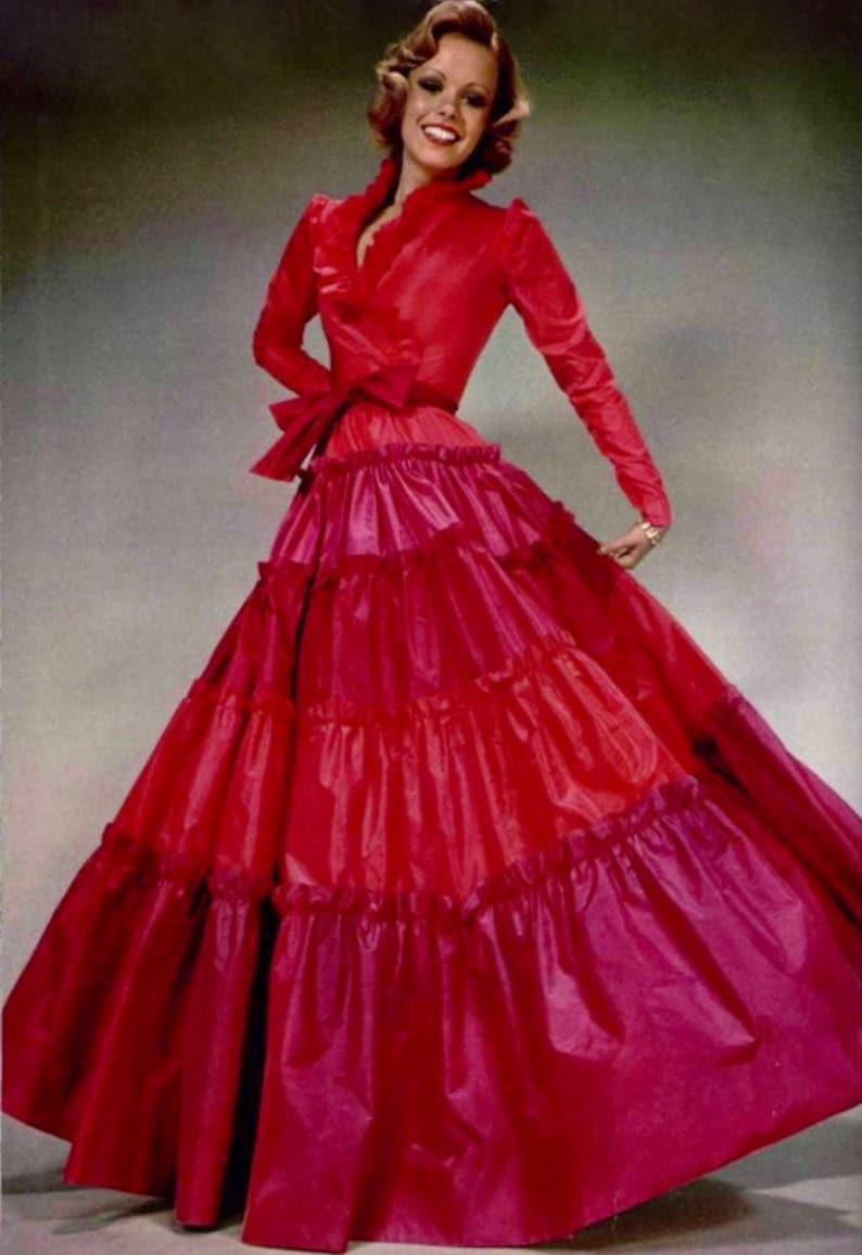 YSL Yves Saint Laurent 1978 Vintage Ruffled Blouse & Tiered Skirt ...