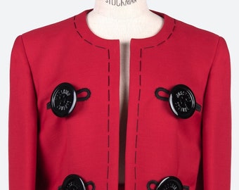 A/W 1990-1991 MOSCHINO COUTURE Red Wool Needle Motif Huge A/W 1990-1991 MOSCHINO COUTURE Red Wool Needle Motif Huge