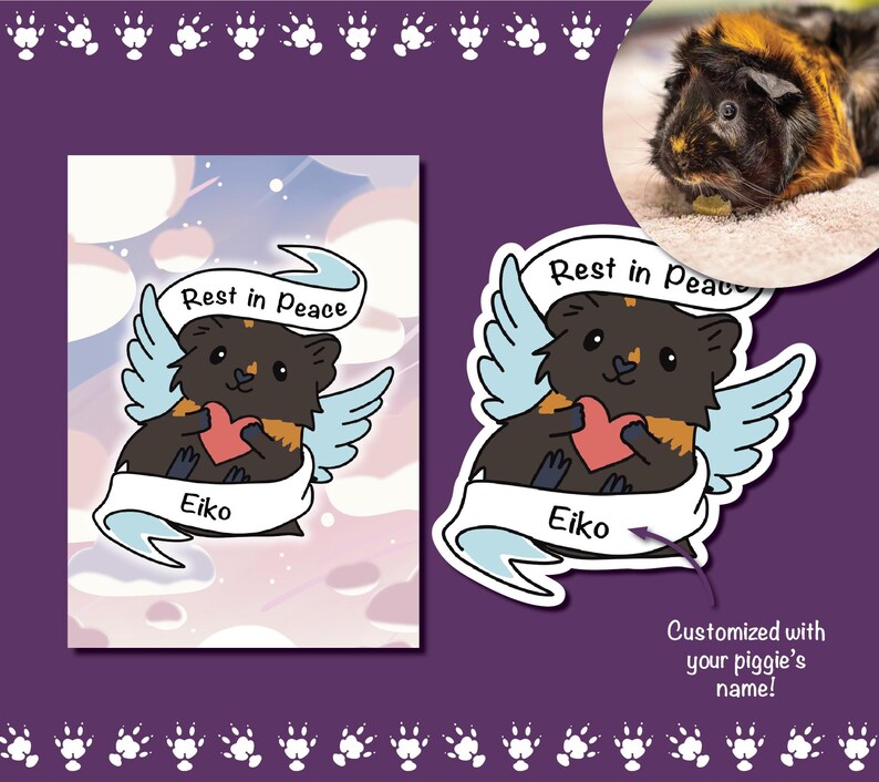 Custom Angel Guinea Pig Sticker & Art Print | Memorial | Portrait - Etsy