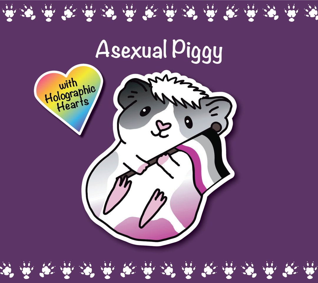 Asexual Pride Guinea Pig Sticker | Holographic Heart Vinyl Decal - Etsy