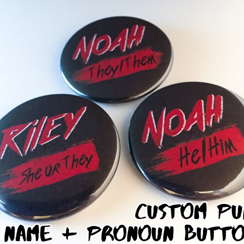 Vintage Name & Pronoun Buttons Custom Made to Order - Etsy