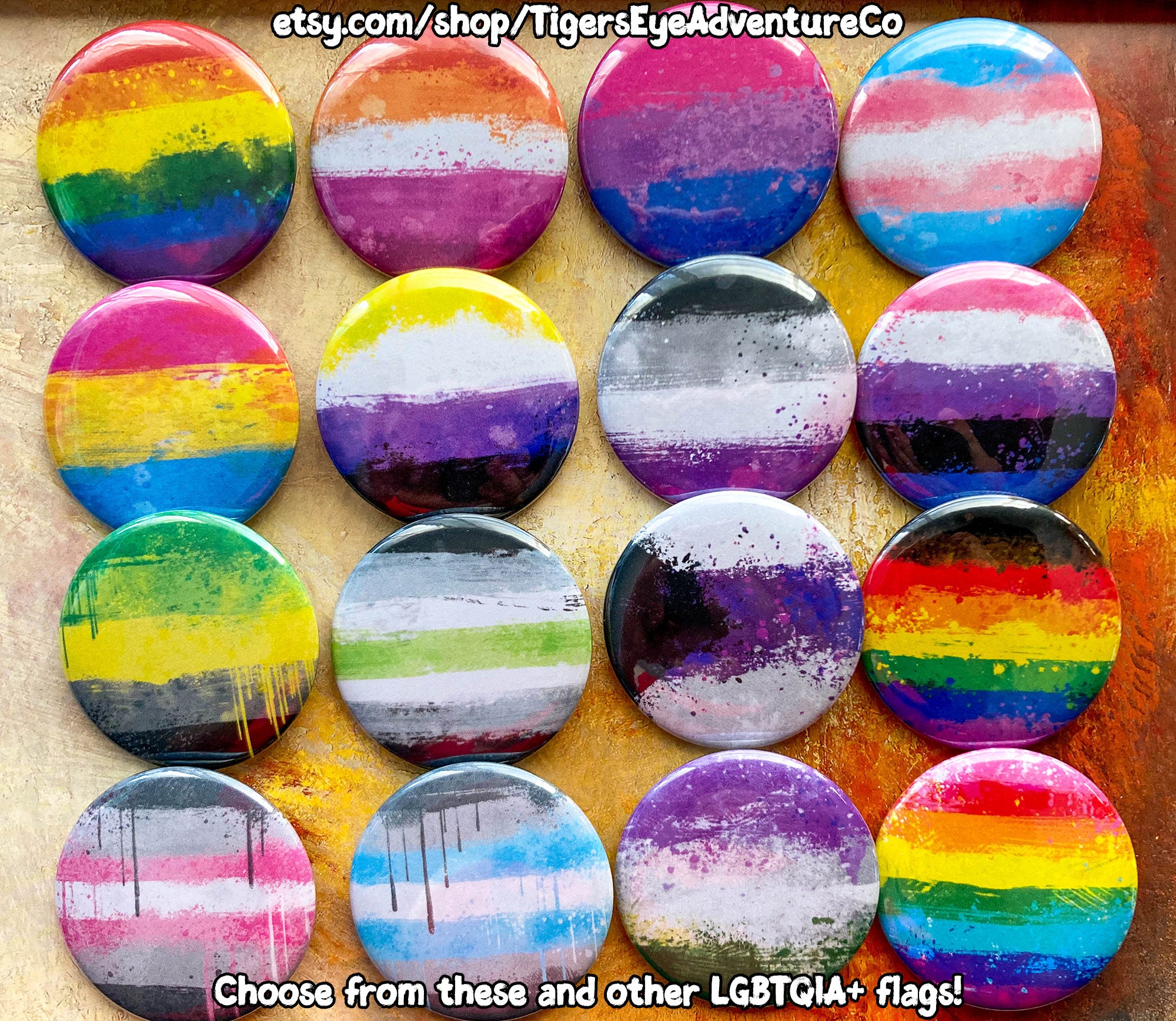 Painted Pride Flag Buttons Choose Any LGBTQ Flag - Etsy