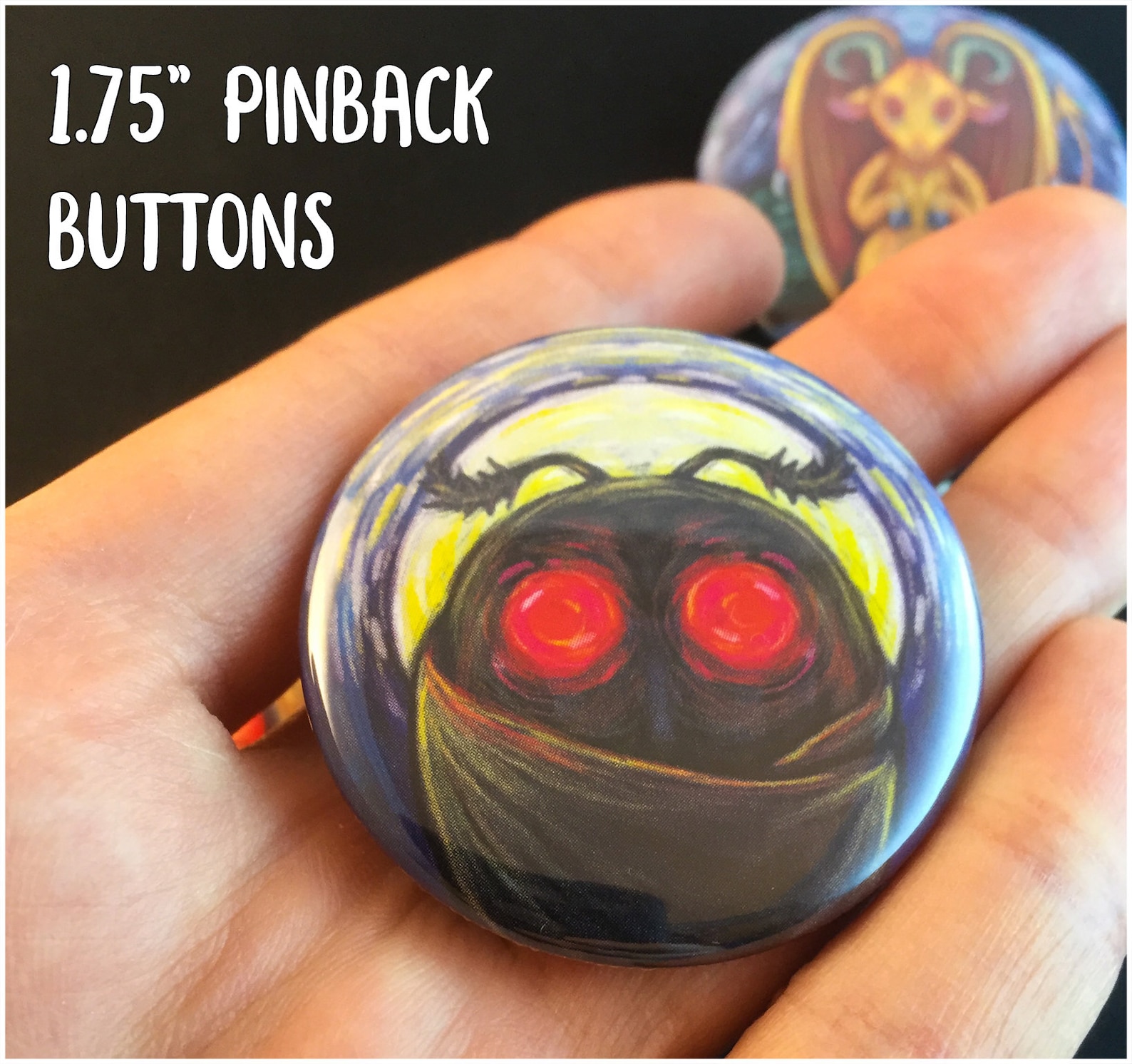 Painted Cryptid Buttons 2 or 4 Button Set | Etsy