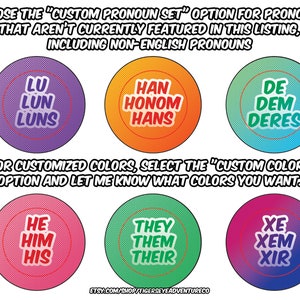 Comic-style Pronoun Buttons - Custom Colors & Pronouns Plus Bulk ...