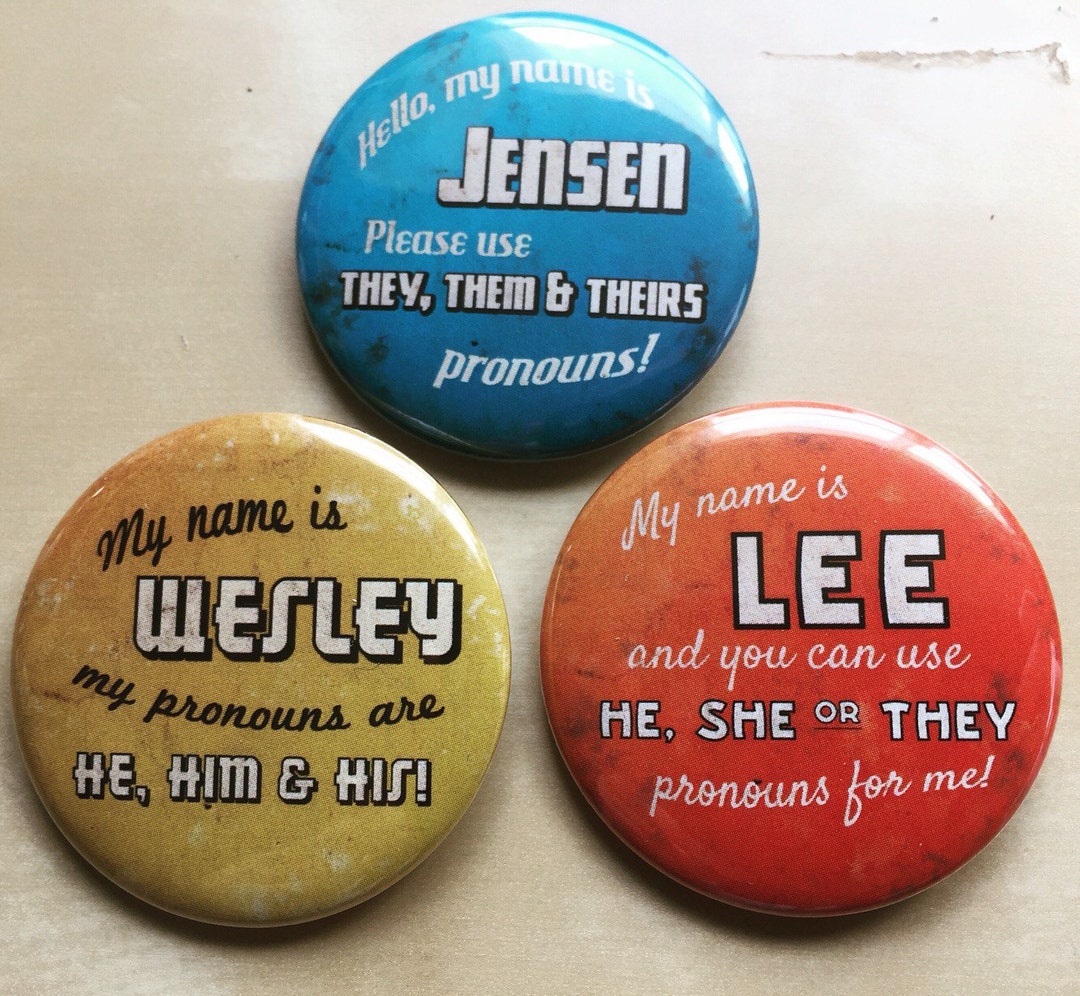 Vintage Name & Pronoun Buttons - Custom Made to Order! - Etsy