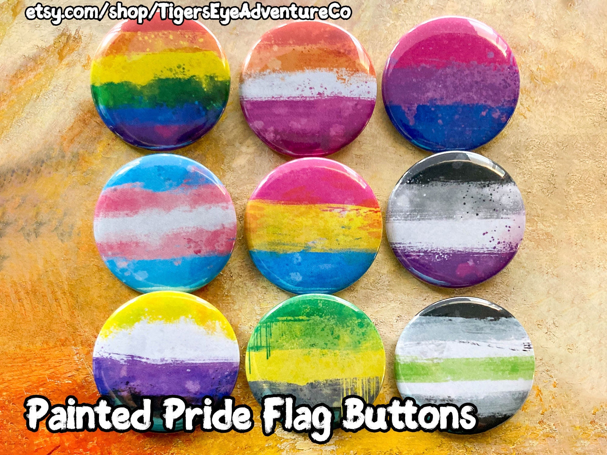 Painted Pride Flag Buttons Choose Any LGBTQ Flag - Etsy