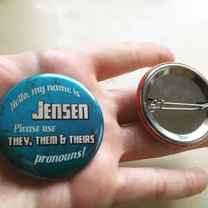 Vintage Name & Pronoun Buttons - Custom Made to Order! - Etsy