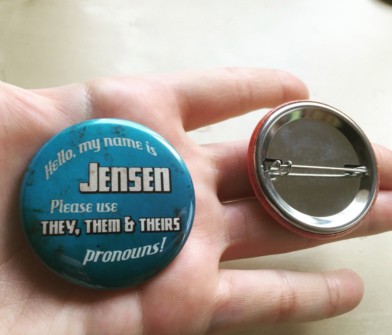 Vintage Name & Pronoun Buttons Custom Made to Order - Etsy