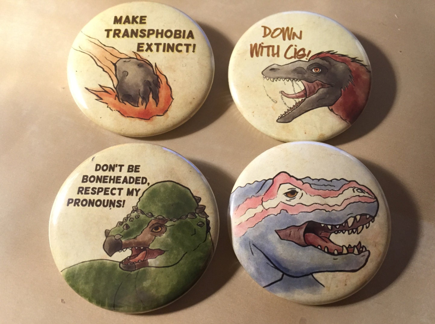Dinosaur Trans Buttons - Etsy