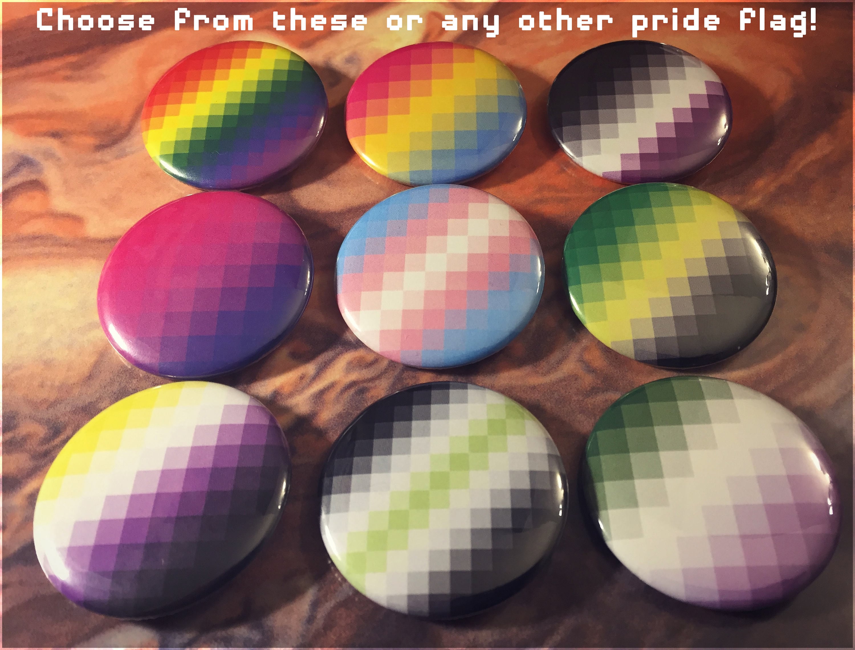 Pixel Pride Flag Buttons Choose Any LGBTQ Flag - Etsy