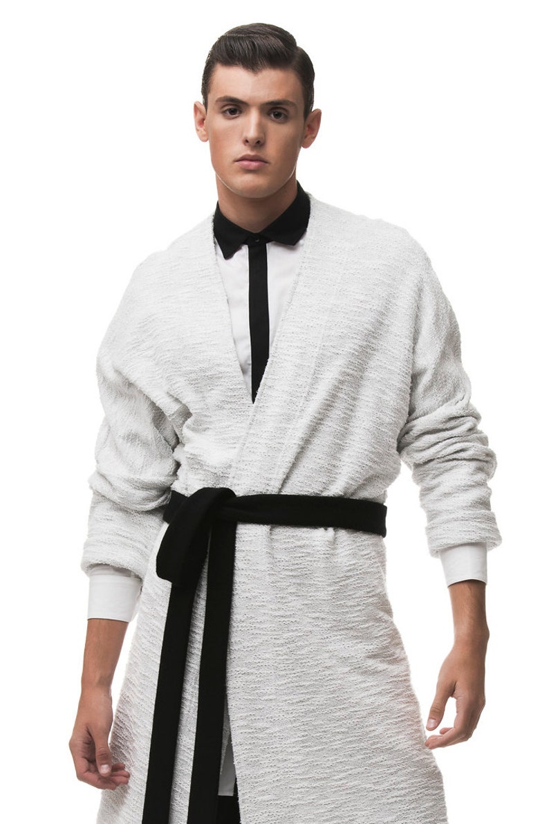 Kimono Robe Wrap Oversized Cardigan With Contrasted Black Belt - Etsy