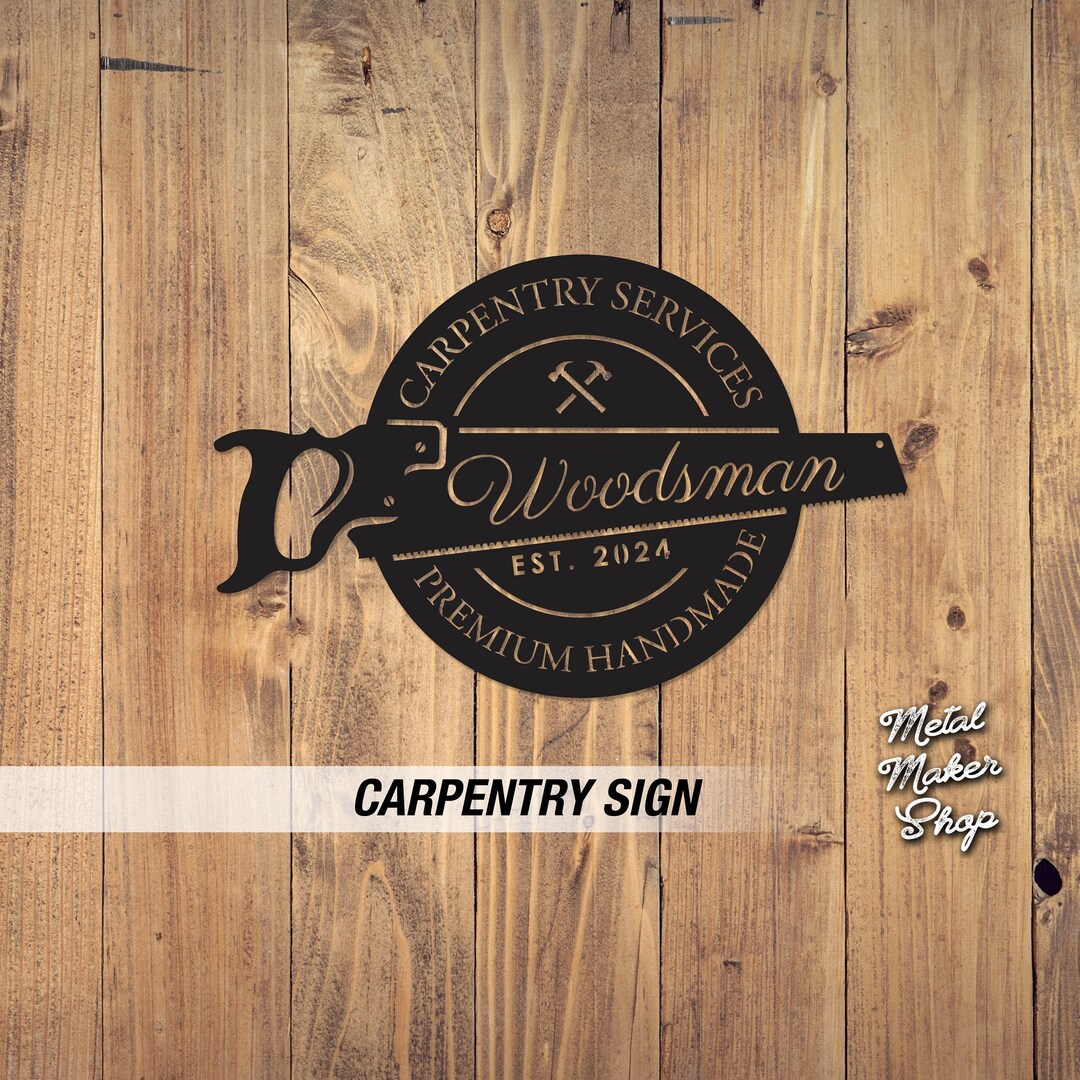 Rustic Metal Saw Blade Sign: Custom Carpentry Name Sign - Etsy