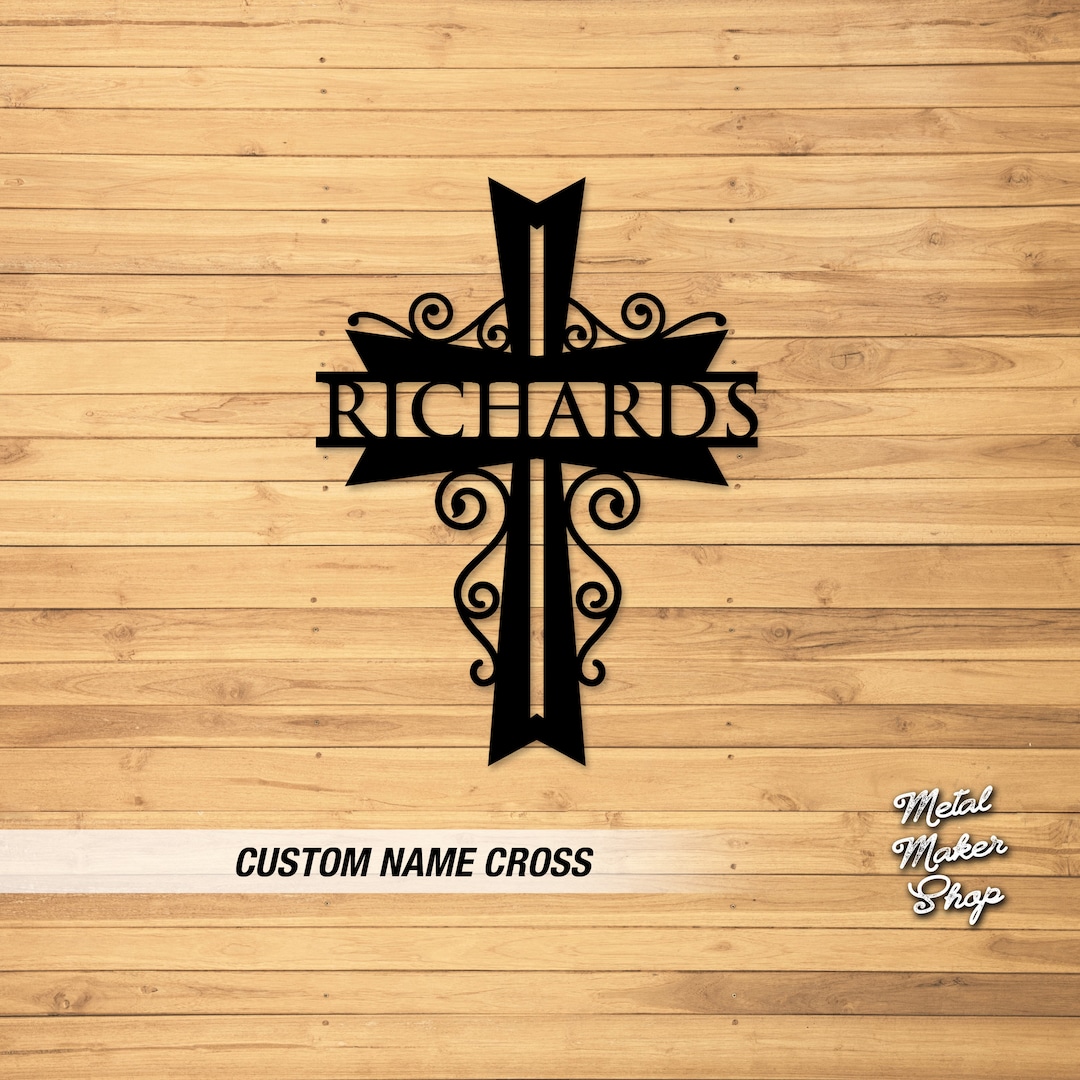 Decorative Name Cross, Personalized Cross, Metal Name Sign, Religious ...