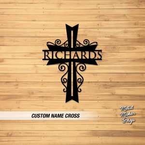 Decorative Name Cross, Personalized Cross, Metal Name Sign, Religious ...