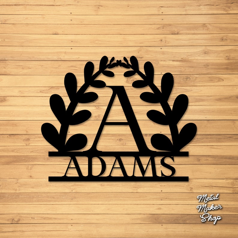 Leaf Border Family Sign. Farmhouse Letter Monogram Framed - Etsy