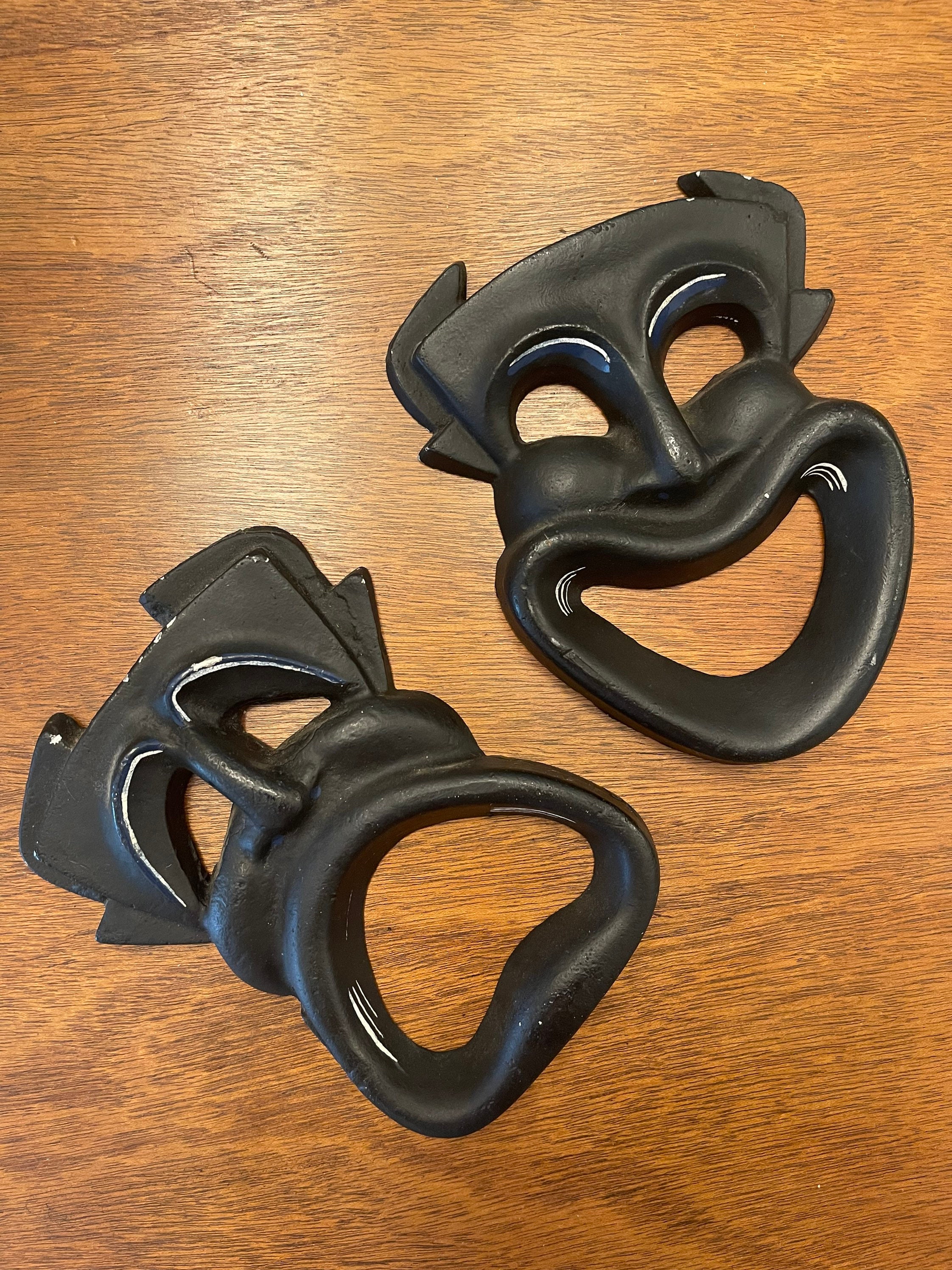 Vintage Mid Century Cast Aluminum Comedy & Tragedy Theater Face Mask ...